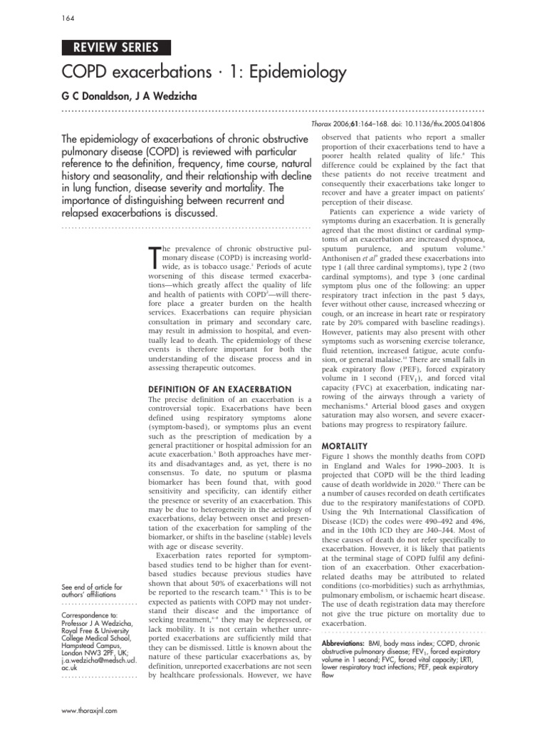 COPD Exacerbations: Epidemiology Insights | PDF | Chronic Obstructive ...