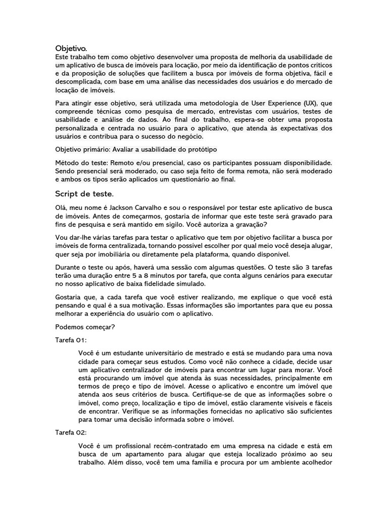 Teste de Usabilidade - SCRIPT CORREÇÃO - Curso Ebac | PDF | Usabilidade ...