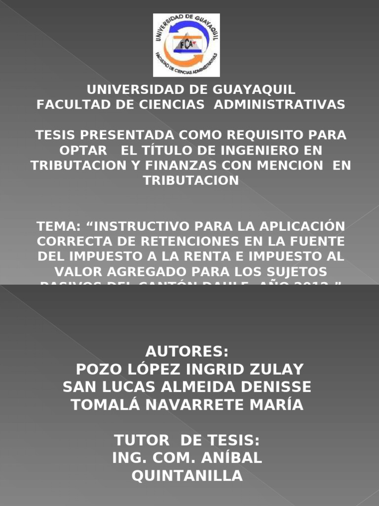Exposiciòn de Tesis - Instruc. | PDF | Impuestos | Contabilidad
