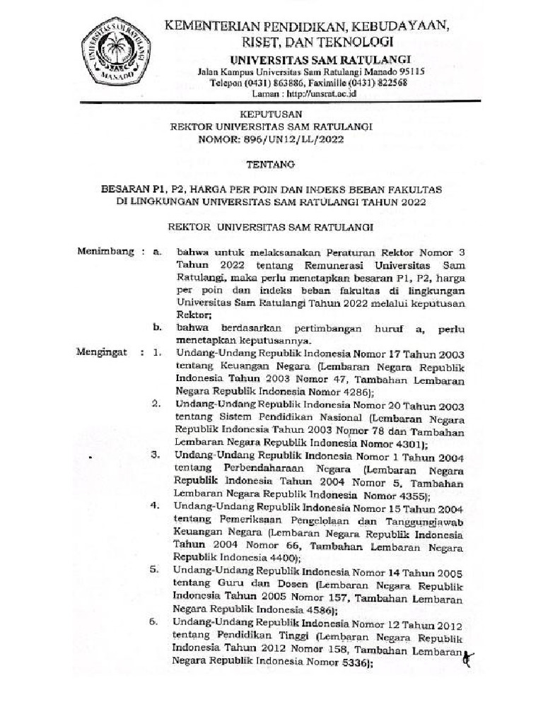 SK Rektor No 896 THN 2022 | PDF