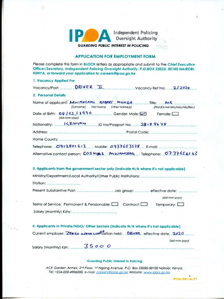 Ipoa Application Form | PDF