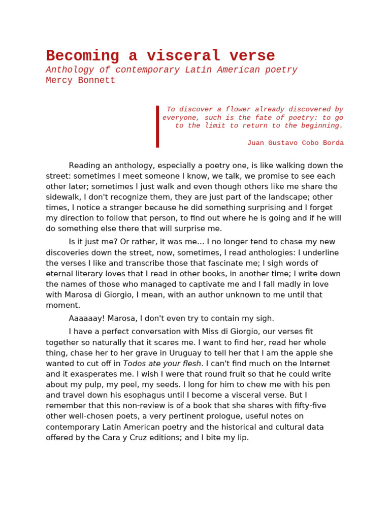 Latin American Poetry Anthology | PDF