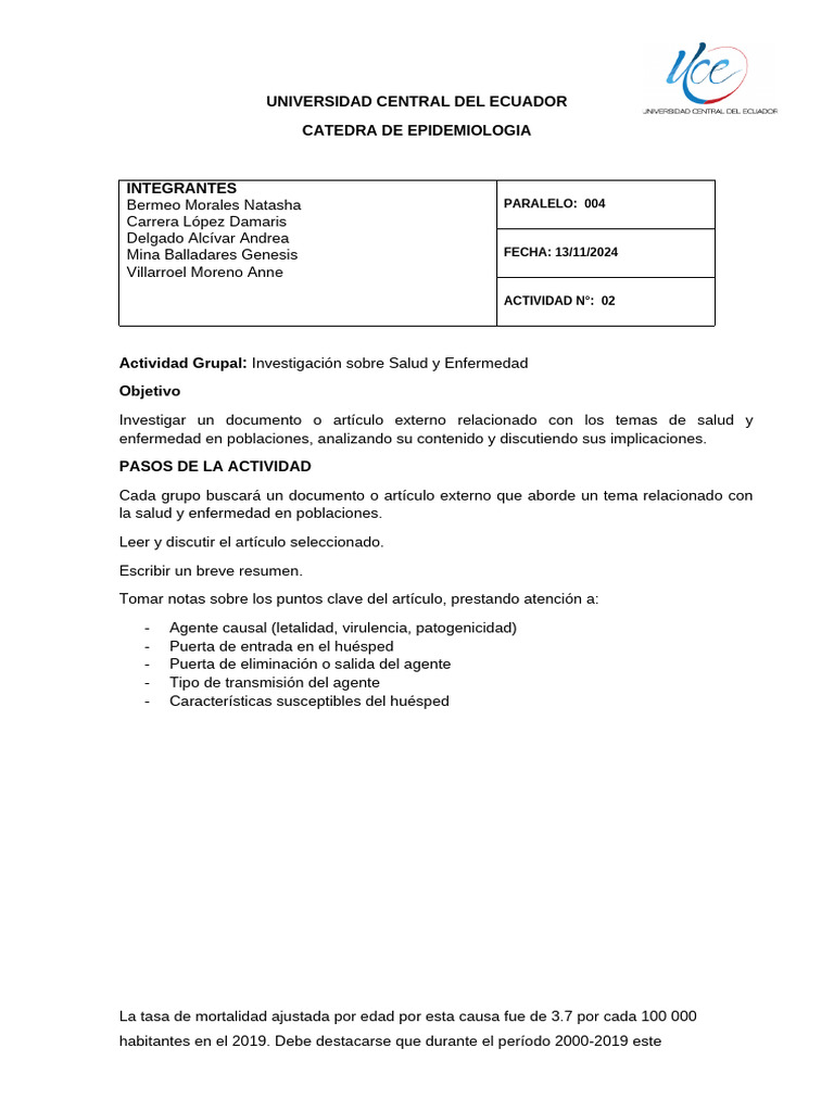 Actividades - Grupal - UCE 1. | PDF | VIH | VIH / SIDA