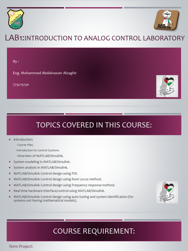 Lab1 Introduction to Analog Control Laboratory 18-12-2023 | PDF | Feedback | Control Theory