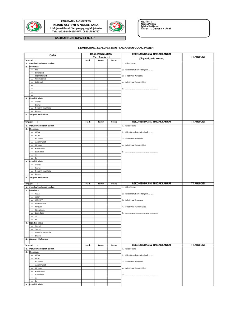 Asuhan Gizi di Klinik Asy-Syifa Nusantara | PDF