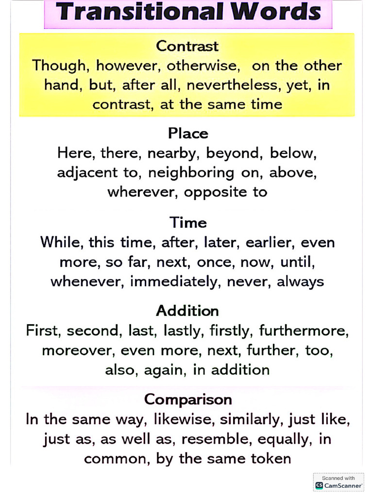 Transitional Words | PDF