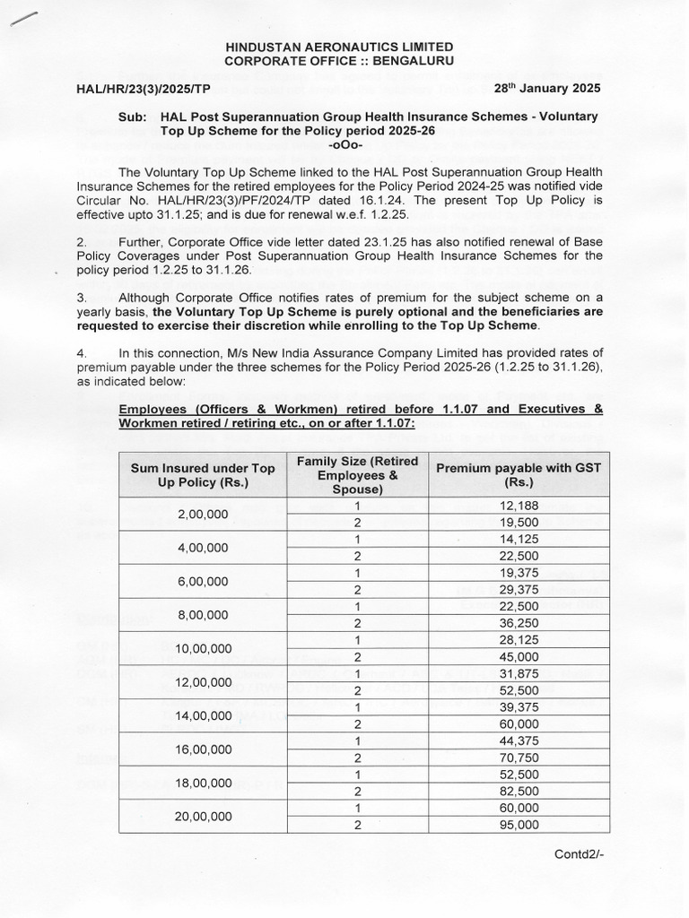 HAL Retired Employees Health Insurance | PDF | Cheque | Payments