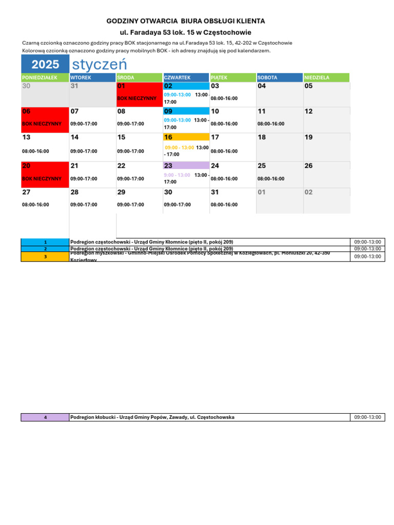 Harmonogram Pracy BOK Stac. I Mob. ML Na Strone | PDF