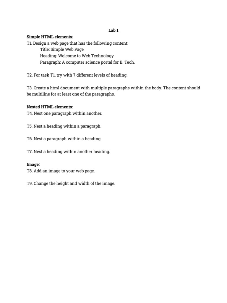 Lab Task Sheet 1 | PDF