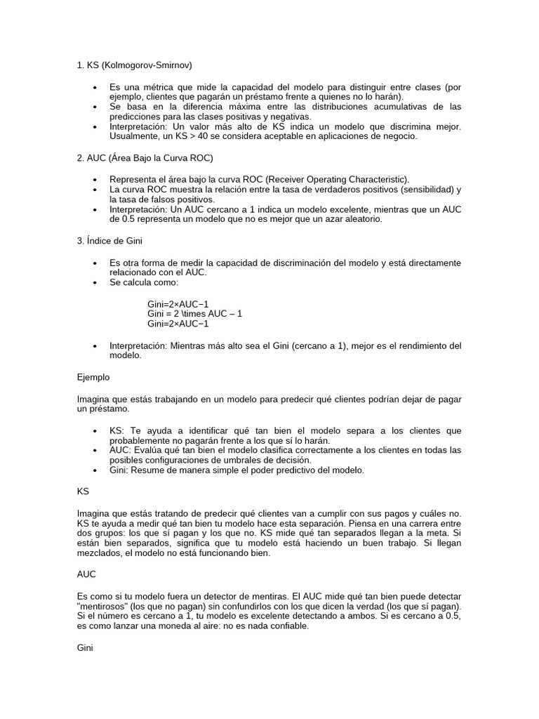 Métricas de Evaluación de Modelos: KS, AUC y Gini | PDF | Característica Operativa del Receptor ...