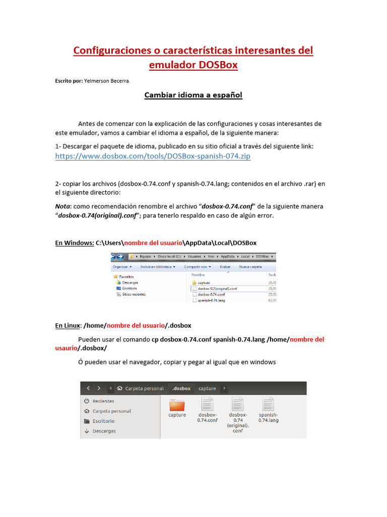 Configuracion Dosbox | PDF | Archivo de computadora | Protocolos de internet
