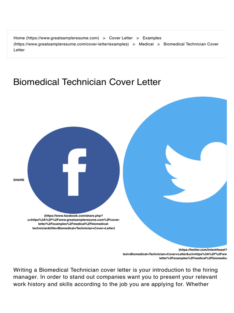 Biomedical technician cover letter | PDF | Résumé