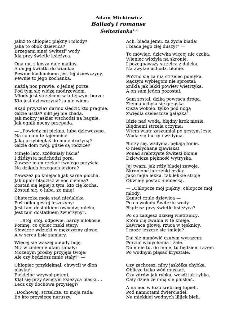 Świtezianka Tekst | PDF