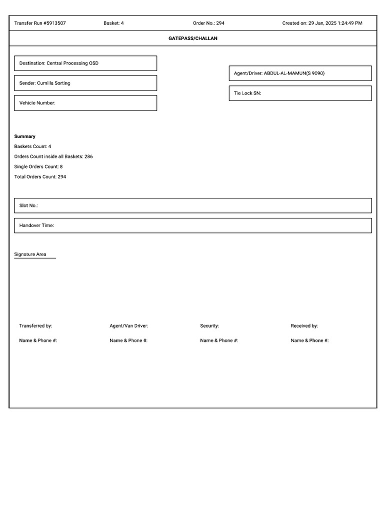 OSD Run Sheet | PDF