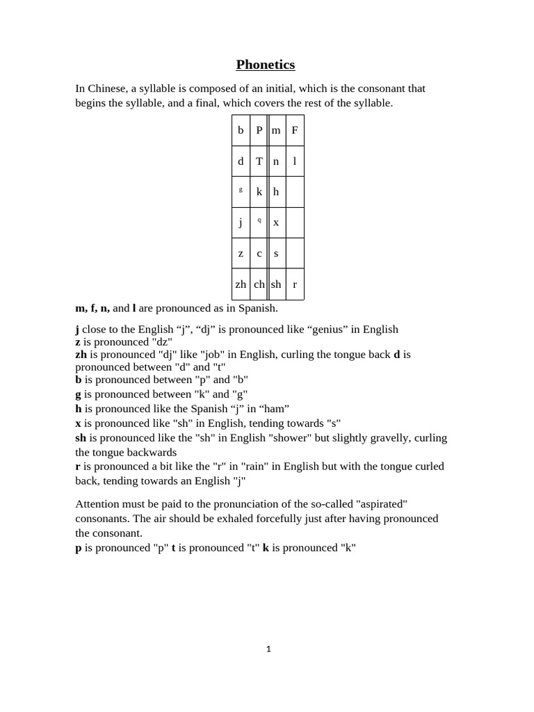 Mandarin Phonetics Guide | PDF | Mandarin Chinese | English Language