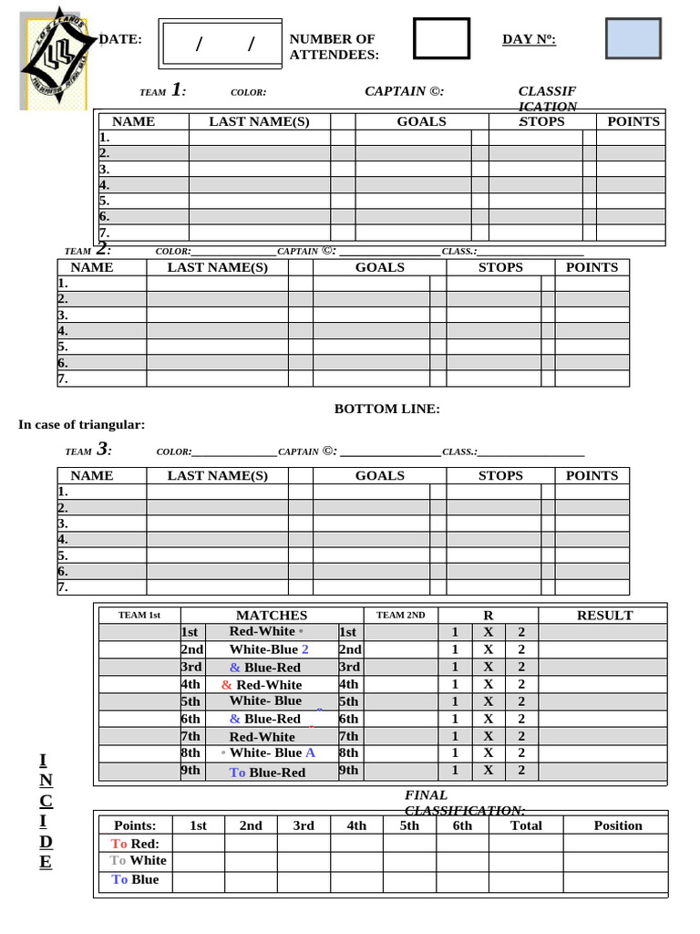 Futsal Match Control Sheet | PDF