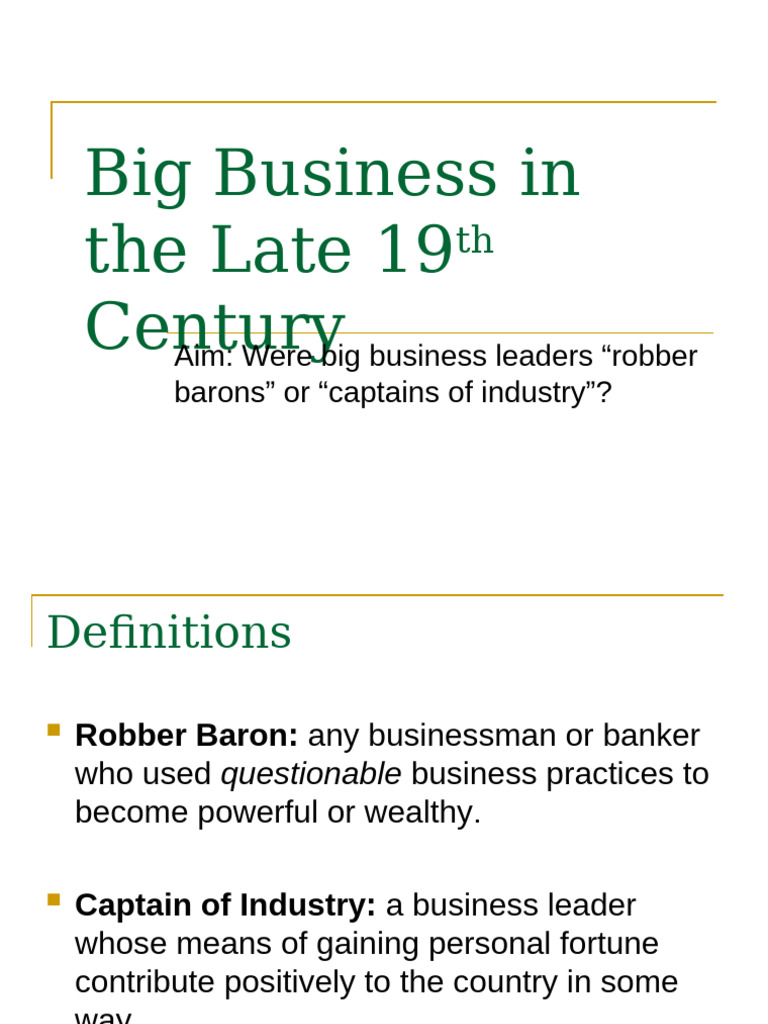 Big Business in The Late 19th Century | PDF