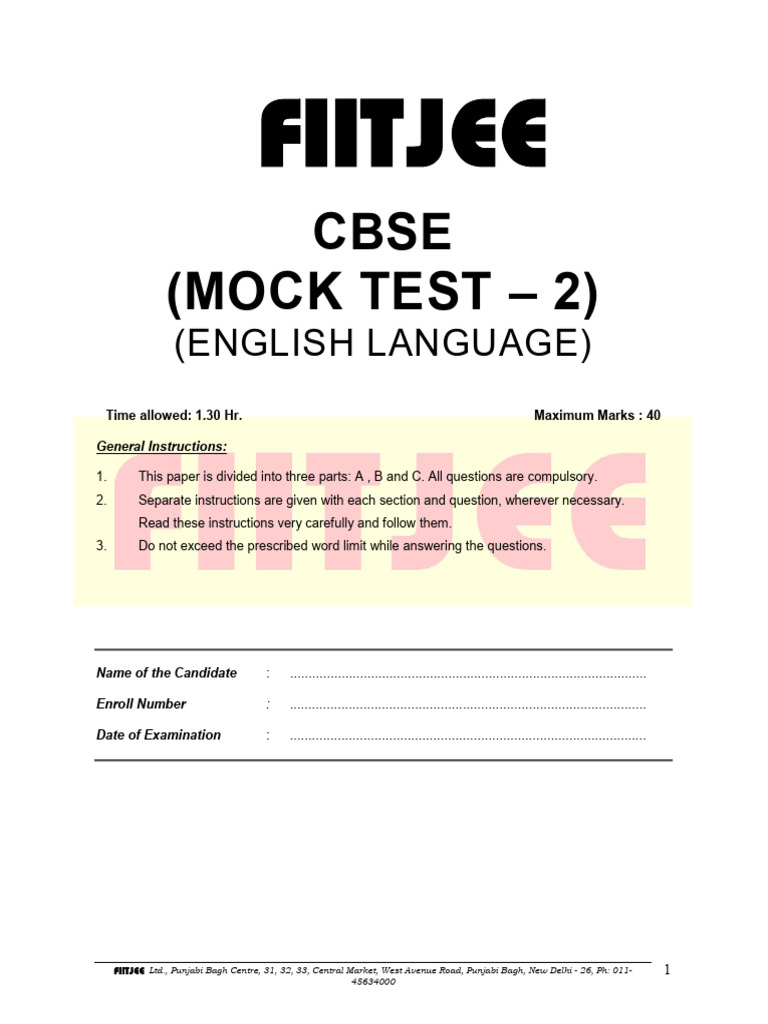 Mock Test-2-English-Dec-31-2024-Qp | PDF | Water | Thermoregulation