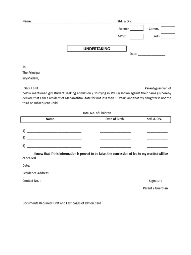 Girls Concession Form | PDF