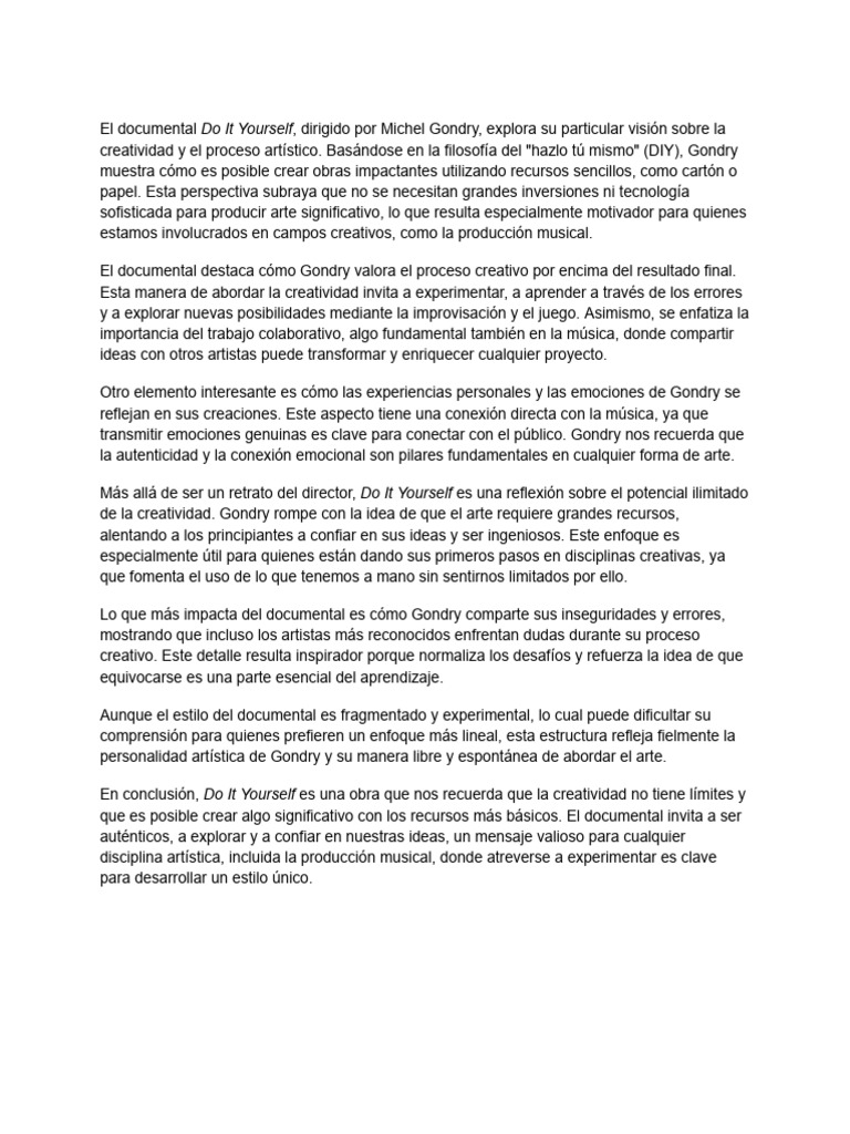 Do It Yourself | PDF | Creatividad | Aprendizaje