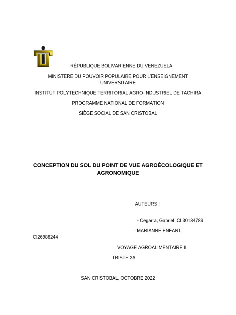Importance du sol en agroécologie | PDF | Sol (pédologie) | Matière ...