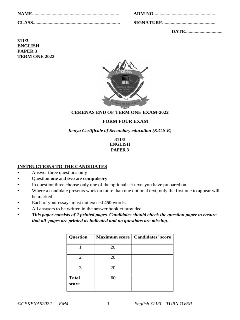 English Paper 3 | PDF