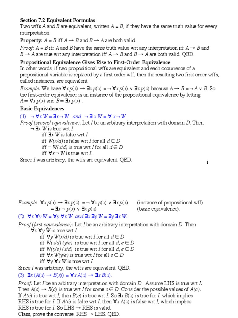 Equivalence WFF | PDF | Interpretation (Logic) | Logic