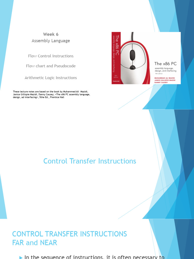 CE 302 Microprocessors Week 6 v5 Control Transfer | PDF | Assembly Language | Office Equipment