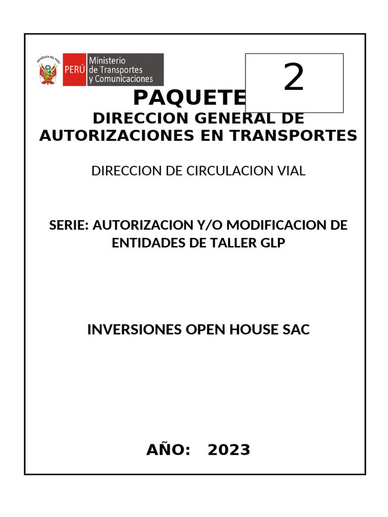 Autorización Taller GLP Inversiones 2023 | PDF