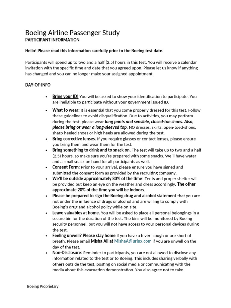 Airline Passenger Study - Instruction Sheet | PDF