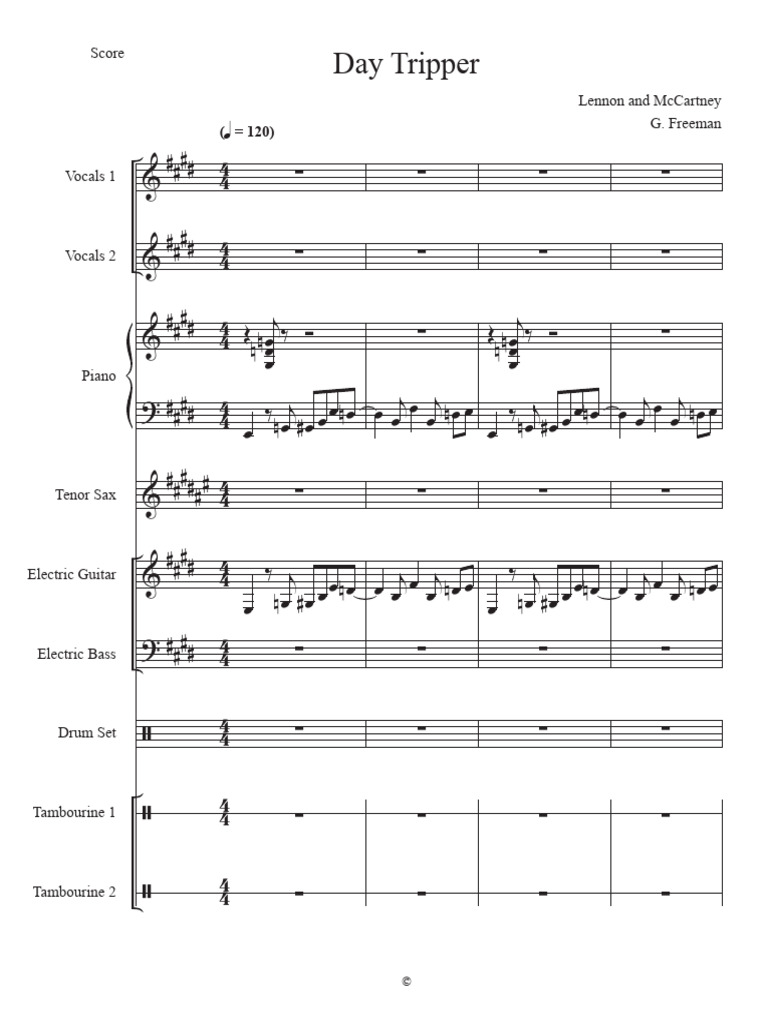 Day Tripper (Upload Version) - Score | PDF | Songs Written | Paul Mc Cartney