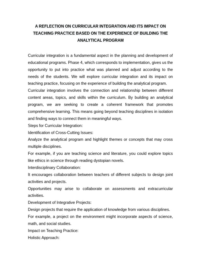 Curricular Integration's Impact on Teaching | PDF | Curriculum | Learning
