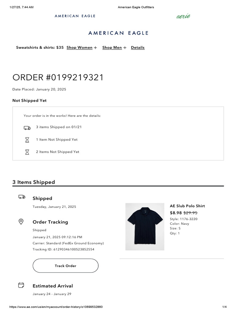 Track American Eagle Order