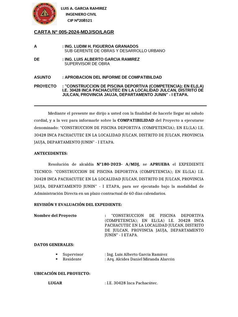 4.carta N°05-Compatibilidad | PDF | Presupuesto
