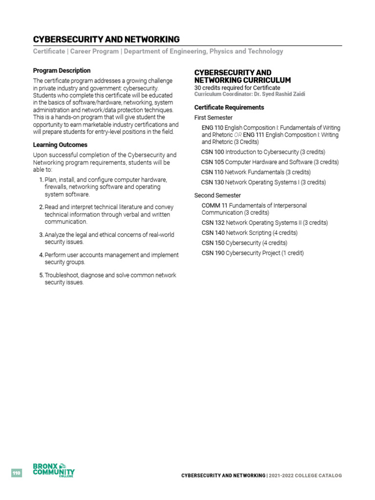 CSN Cybersecurity Certificate Program | PDF | Computer Security | Security