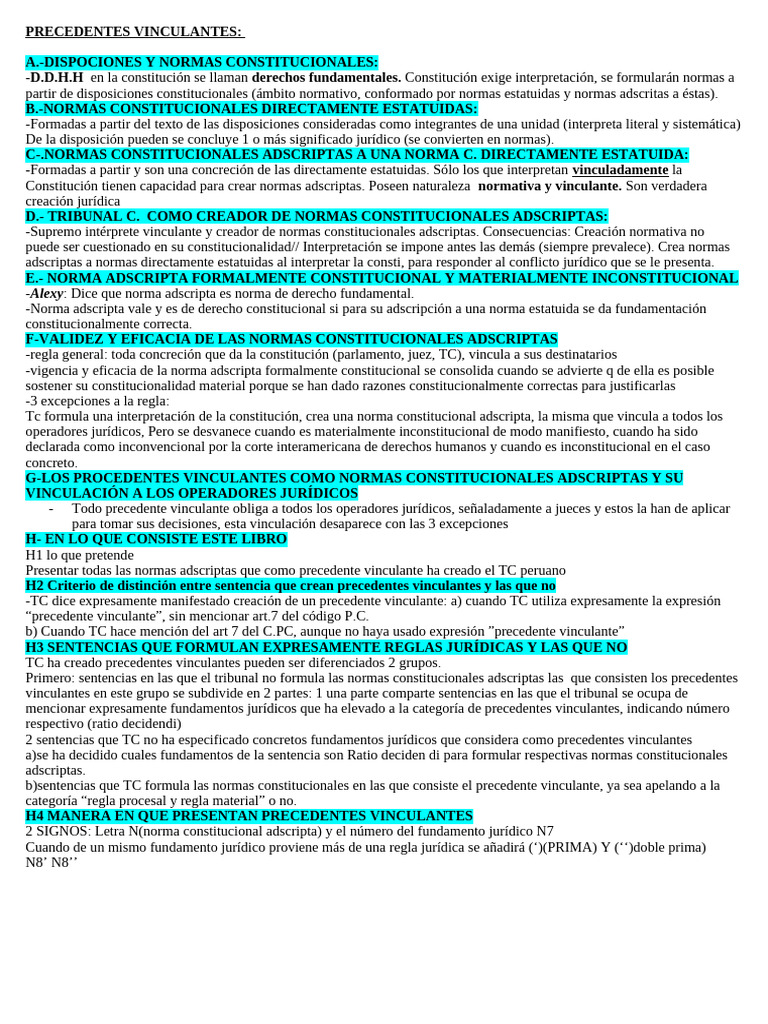 Precedentes Vinculantes en Normas Constitucionales | PDF | Precedente ...