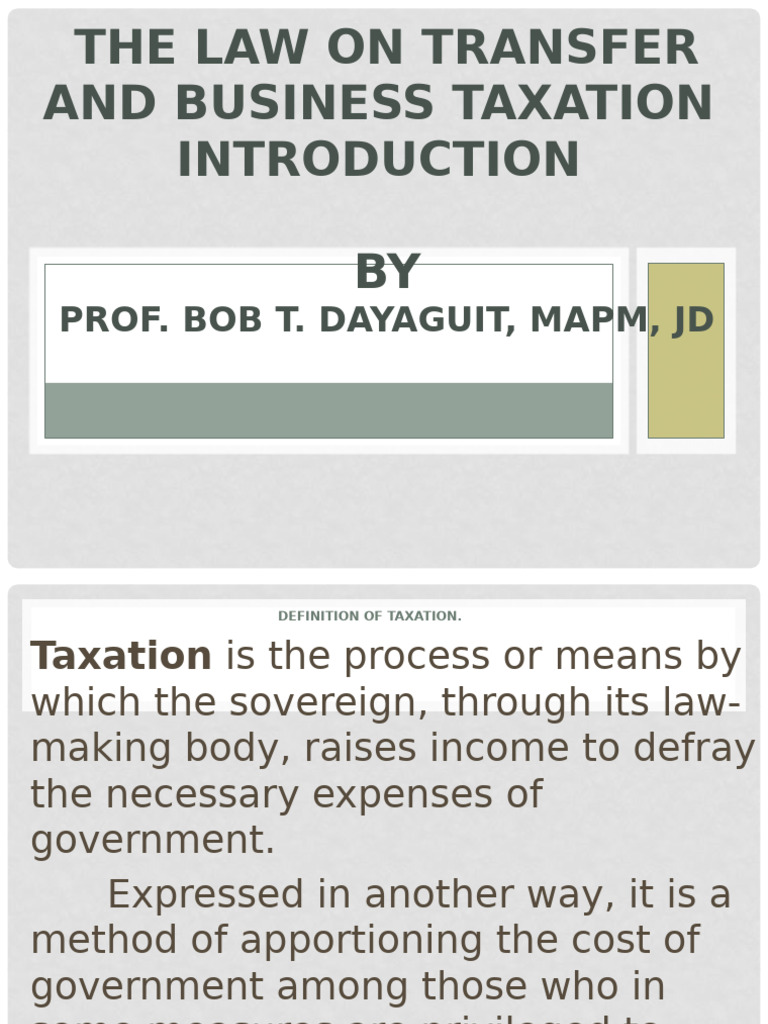 Chapter 1 Bus Tax Introduction | PDF | Taxes | Taxation In The United ...