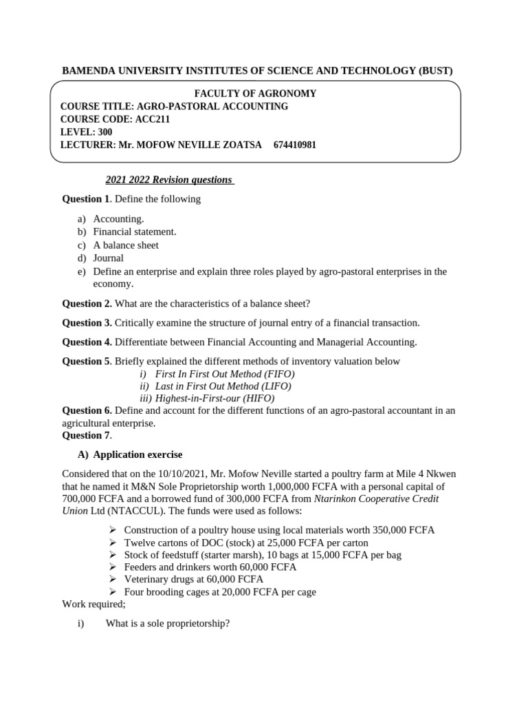 2021 2022 ACC211 Revision Questions | PDF | Business Economics | Economies