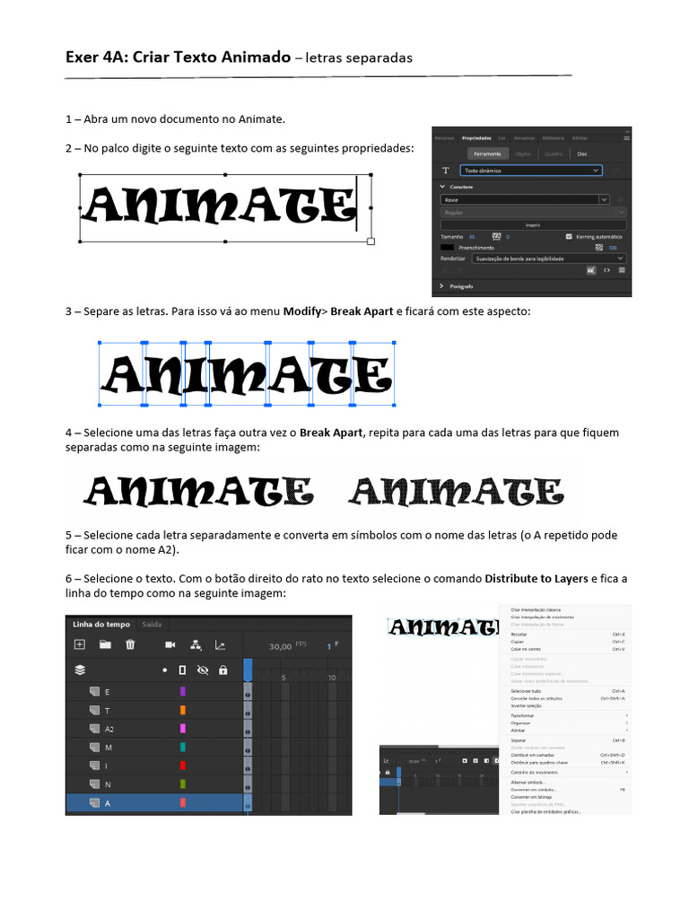 Exer 4A - Texto Animado - Letras Separadas | PDF