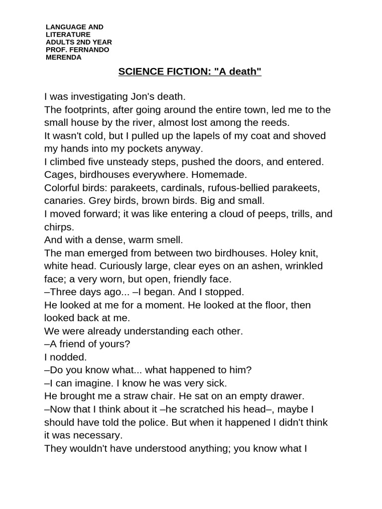 Science Fiction: Jon's Mysterious Death | PDF