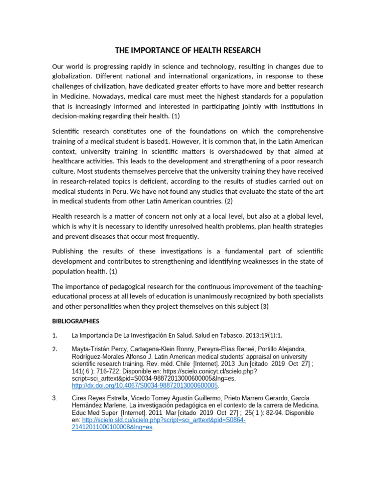 The Importance of Health Research | PDF | Health Care