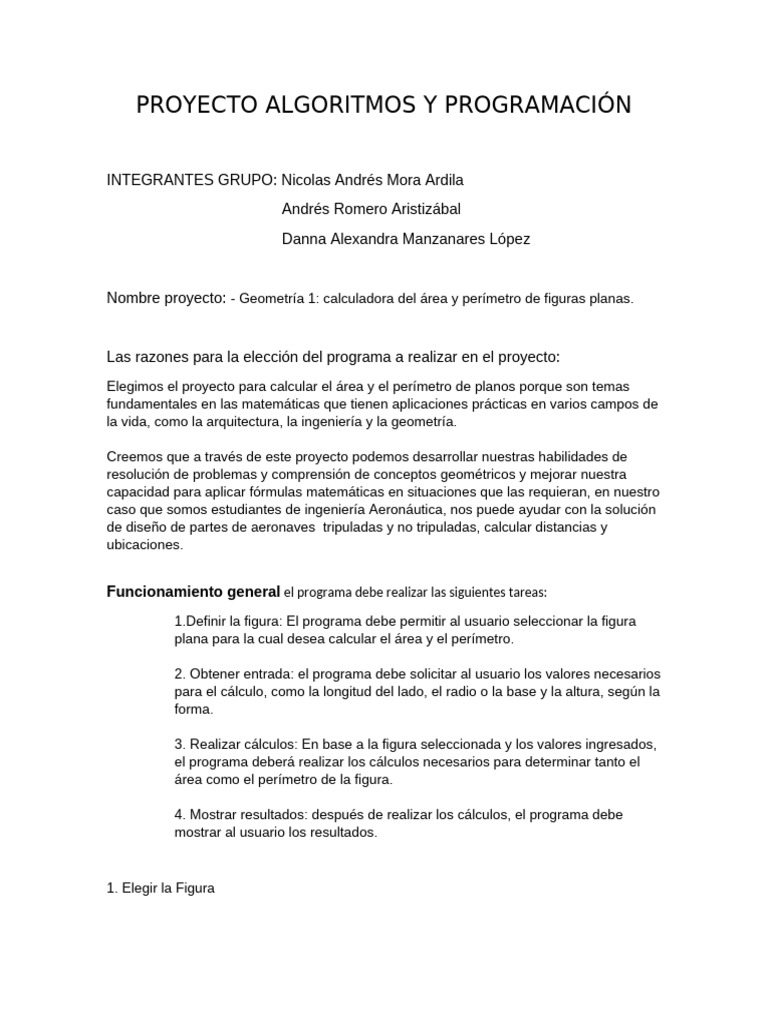 Proyecto Algoritmos y Programacion | PDF | Geometría | Algoritmos