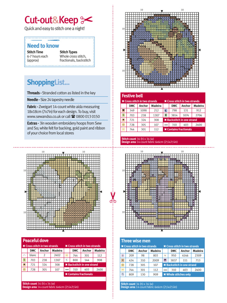 Xmas Stained Glass Round Cross Stitch Pattern | PDF | Textiles ...