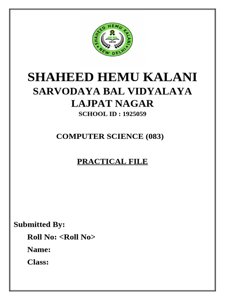 SHK Practical Front Page (1) | PDF