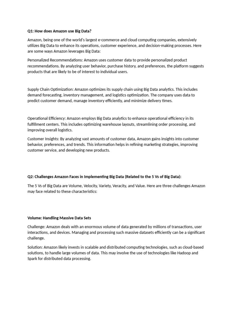Amazon use Big Data | PDF | Big Data | Analytics