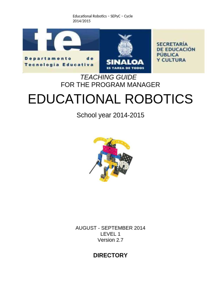 Educational Robotics Teaching Guide 2014 | PDF | Electric Motor | Robotics