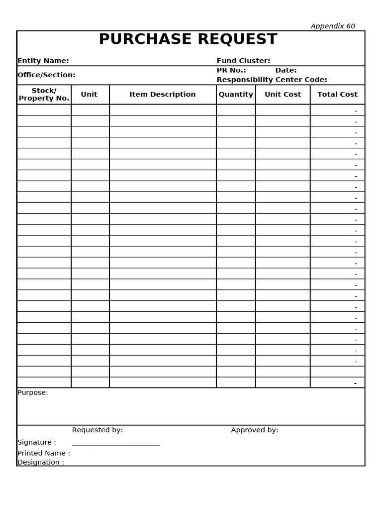 ORS Purchase Request and Supply Form | PDF | Payments | Debits And Credits