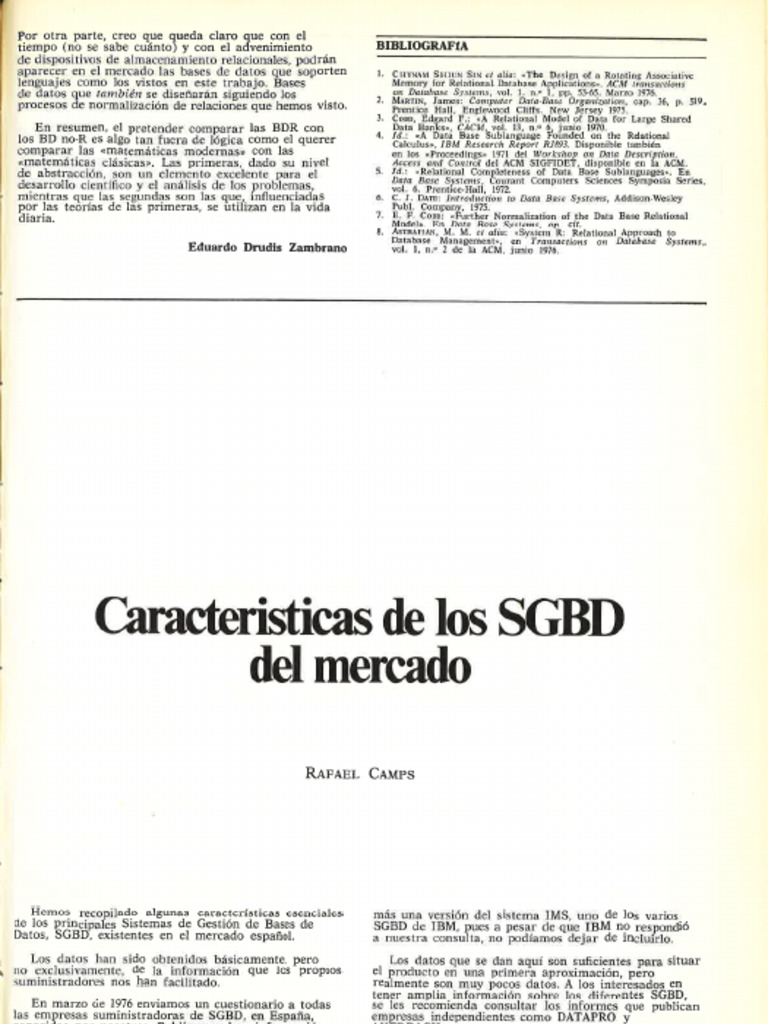 Caracteristicas de Los SGBD Del Mercado | PDF