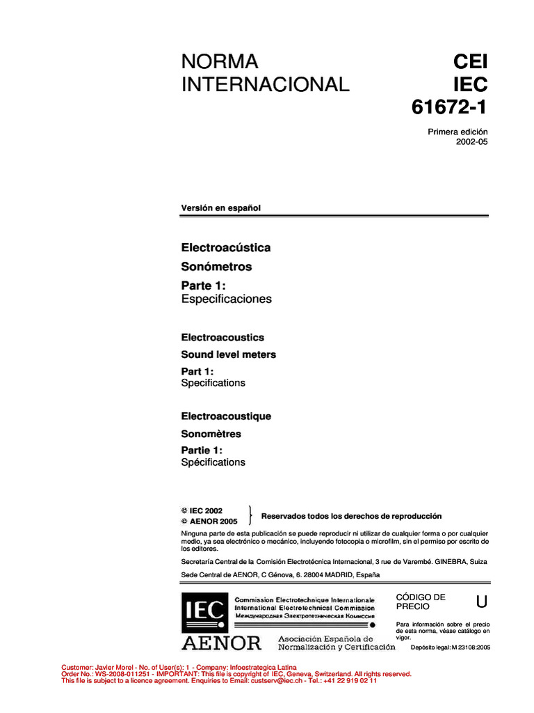 IEC-61672-PARTE 1-Electroacustica-Sonometros-Dl | PDF | Micrófono | Sonido