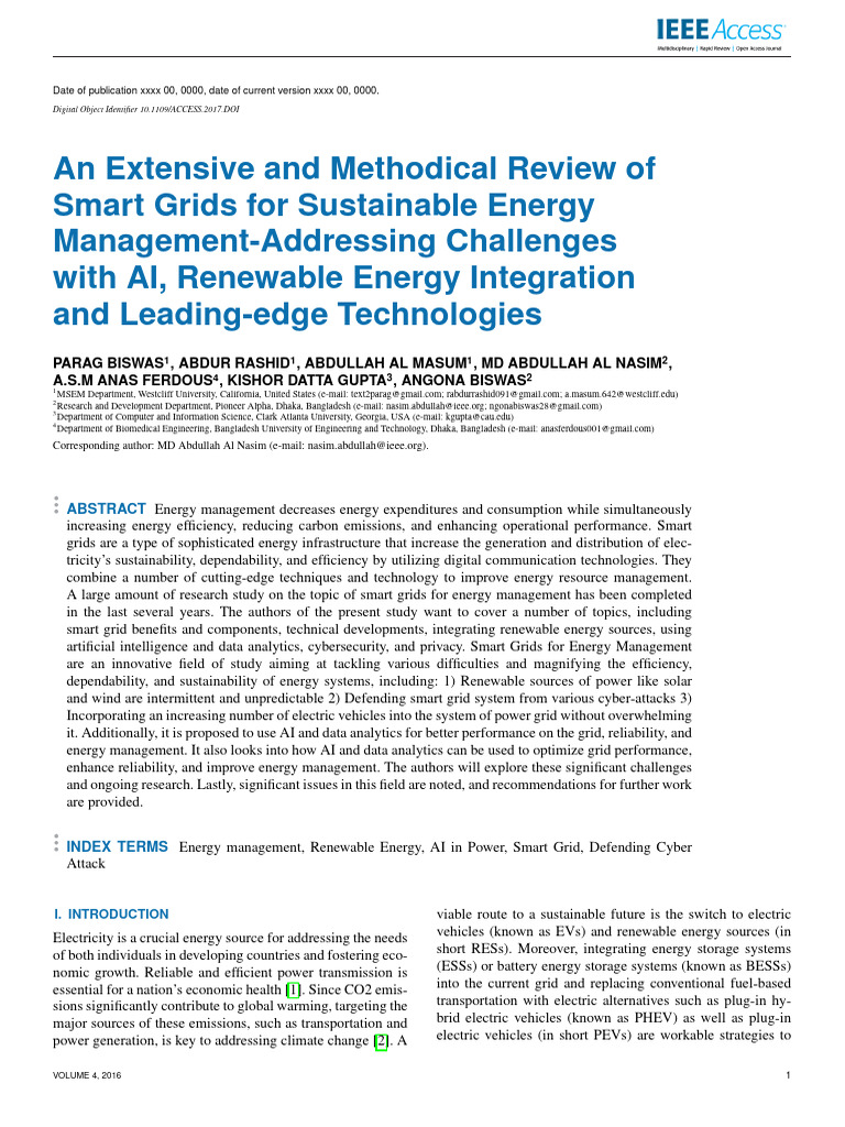 An Extensive And Methodical Review Of Smart Grids For Sustainable Energy Management Addressing